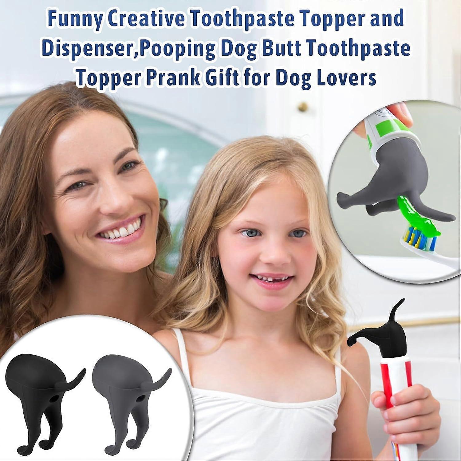 2PCS Pooping Toothpaste Topper, Funny Dog Pooping Toothpaste Cap ...