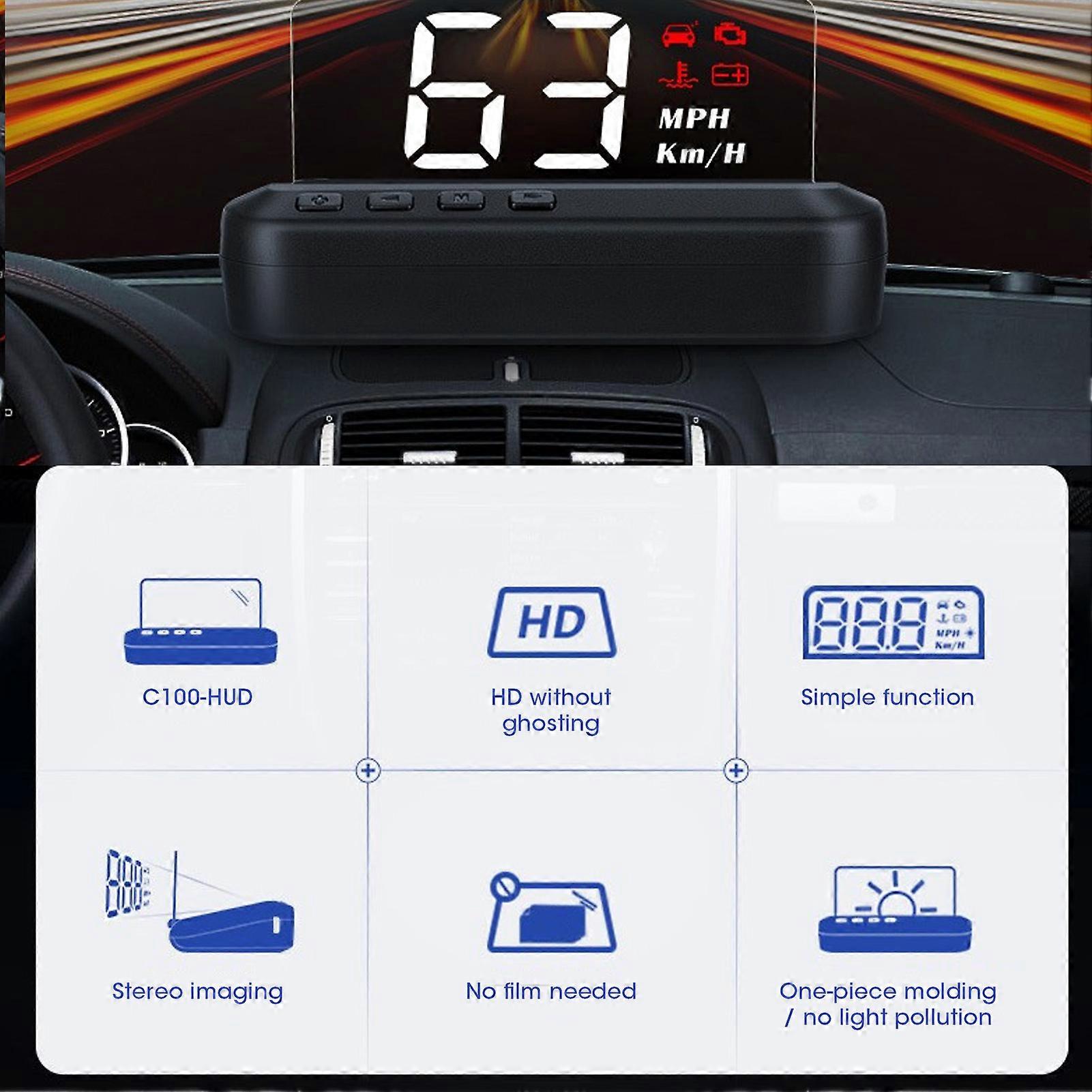 3in Multifunctional Head Up Display HUD Monitor Speed Water Temperature ...