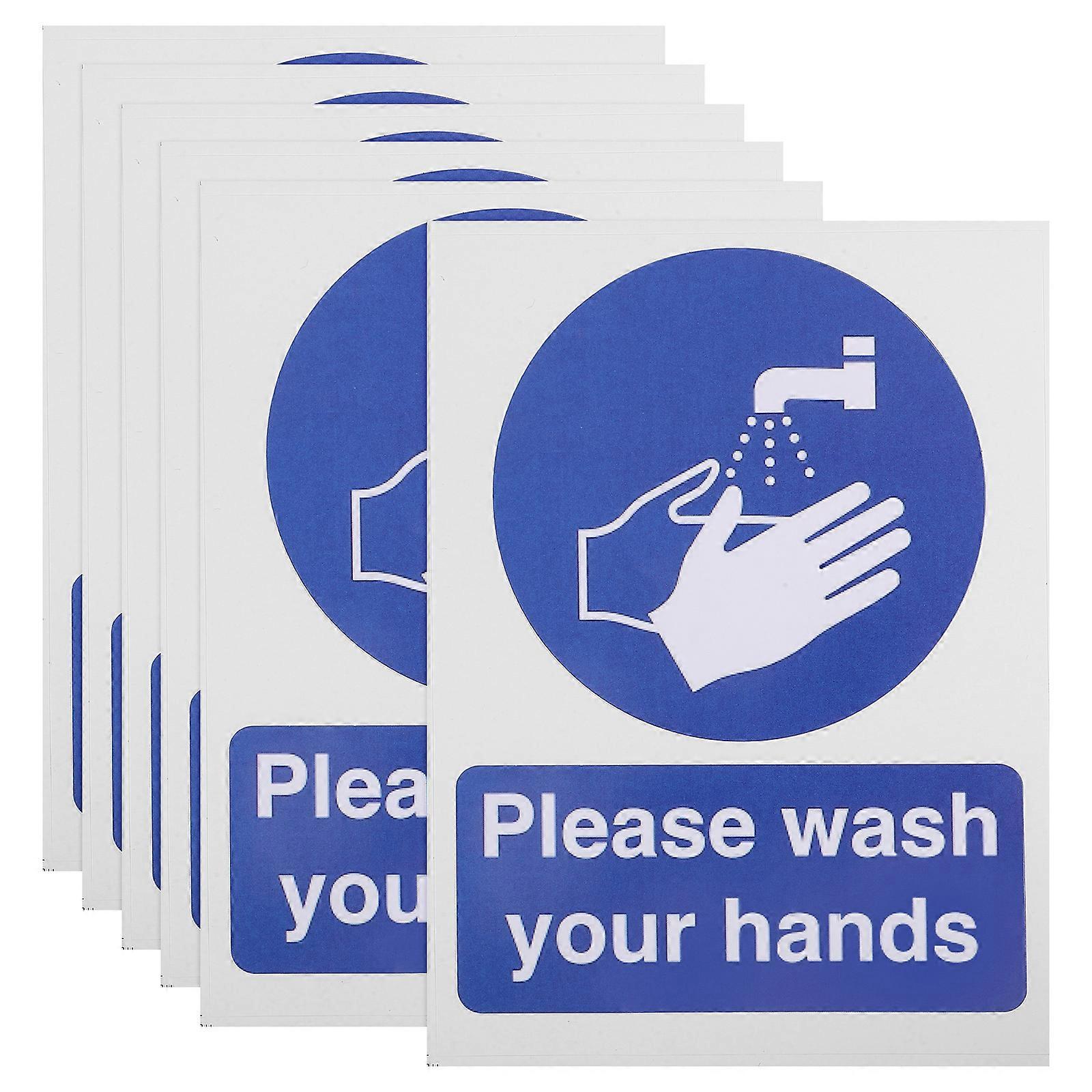 Hand Wash Stickers - 6pcs Washed Out Poster Hand Protection Signs ...