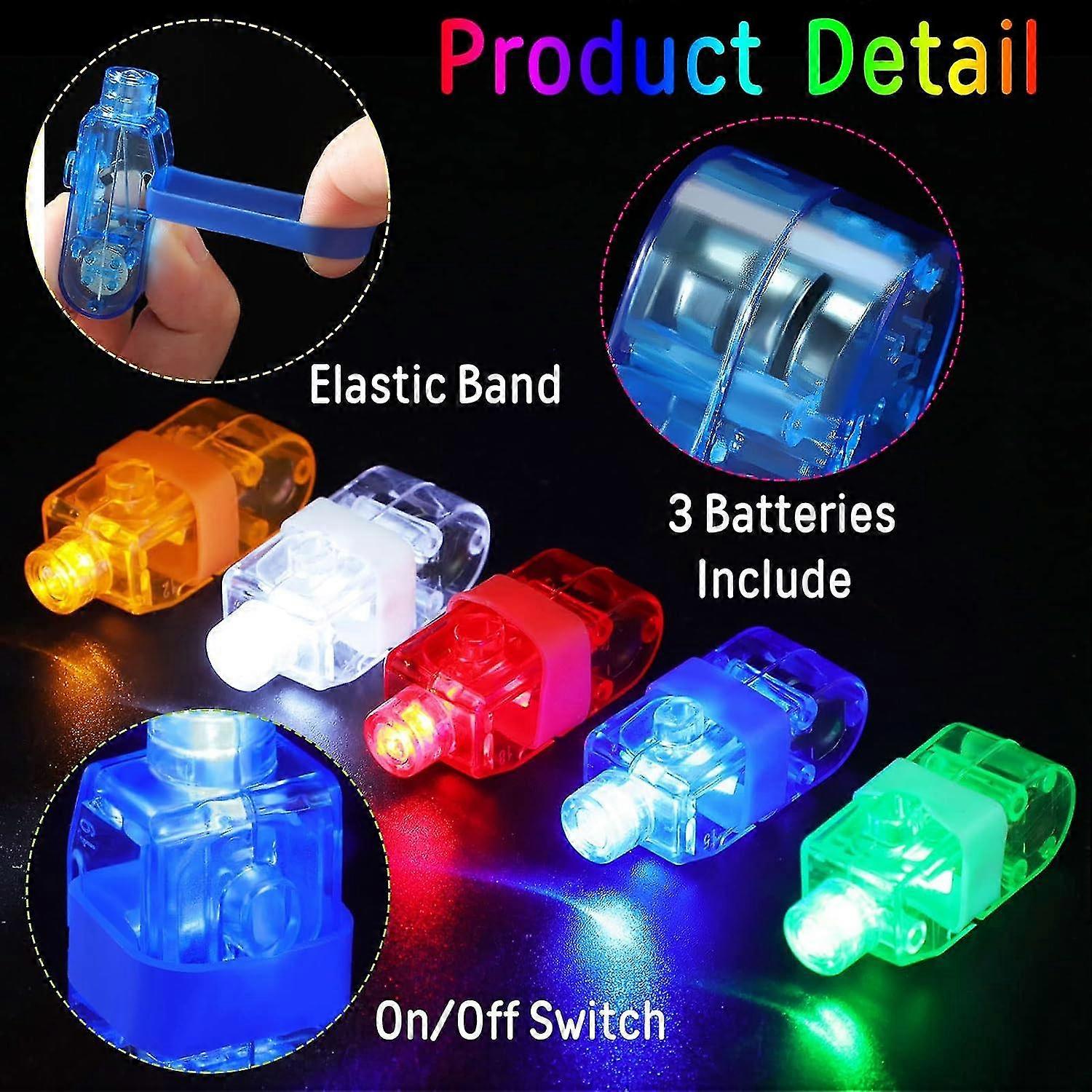 100 Pcs LED Finger Lights Bright Finger Rave Lights Finger Ring Glow ...