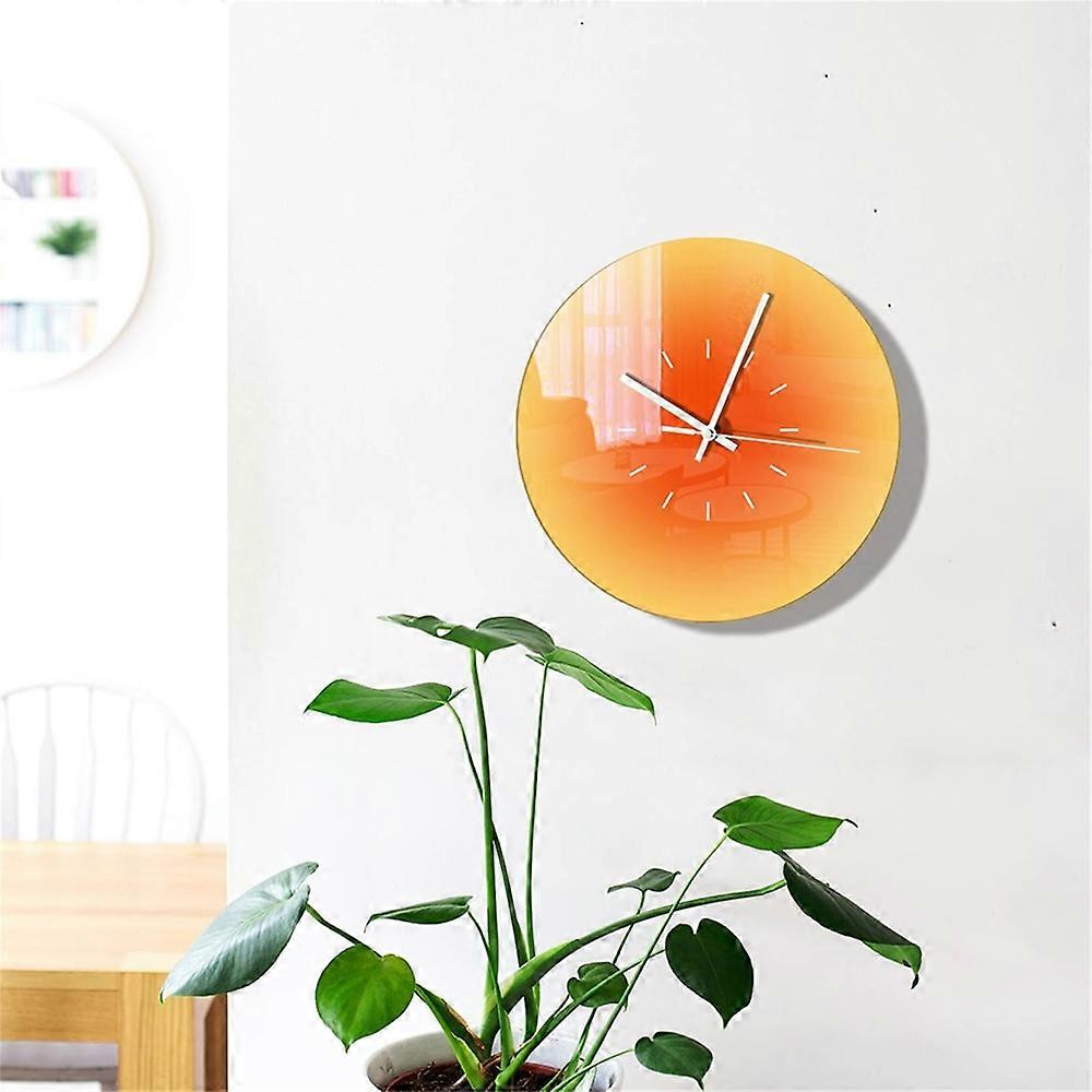 12 inch Sunset Wall Clock with Dial Scale Silent Gradient Glass Clocks ...