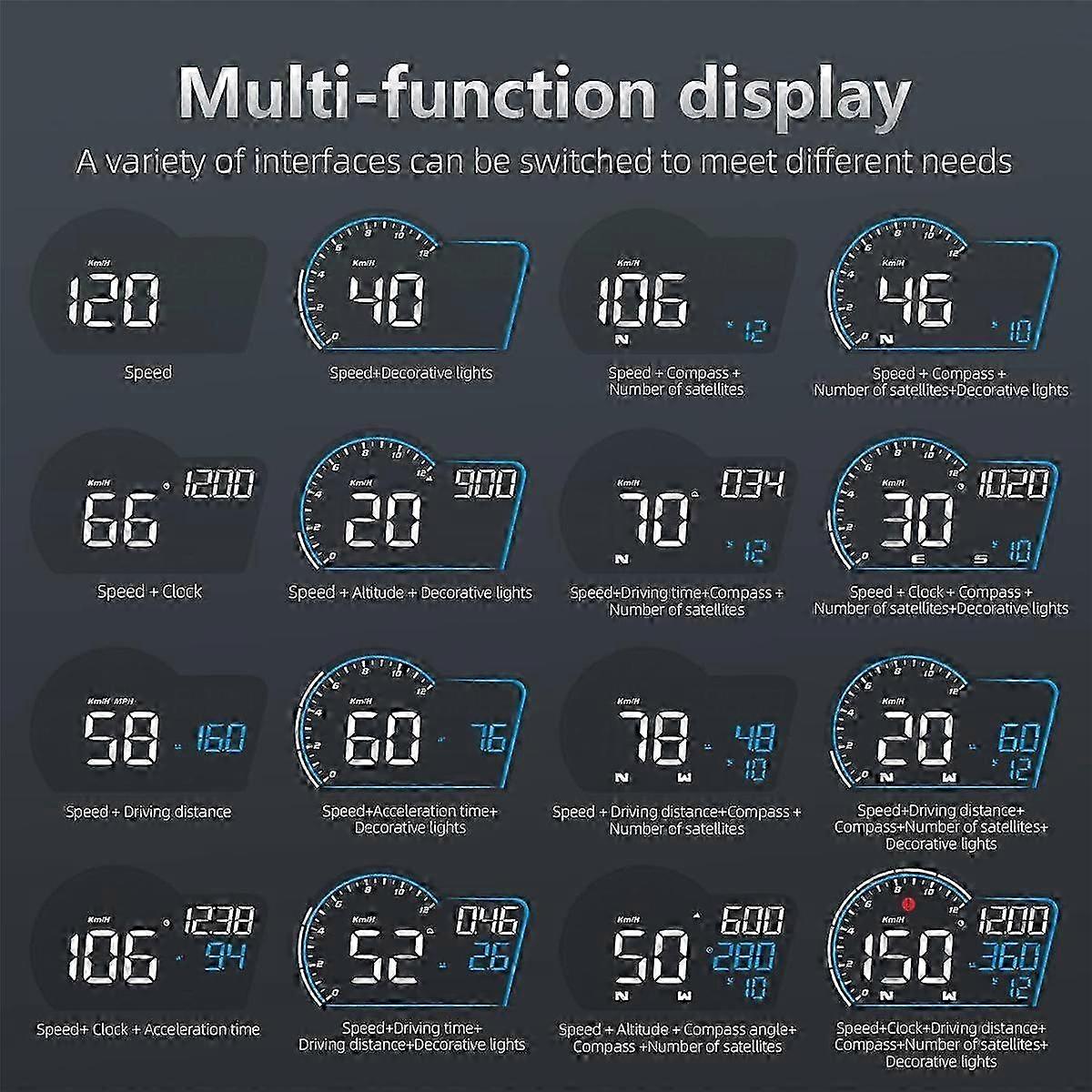 G16 Car GPS -Up Display HUD Speedometer Mileage Digital Clock Universal ...
