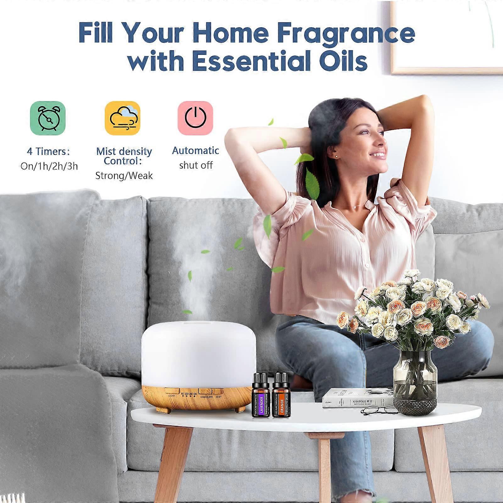 Essential Oil Diffuser, 500ml Humidifier, Diffusers for Home, Aromatherapy Diffuser with Remote ...