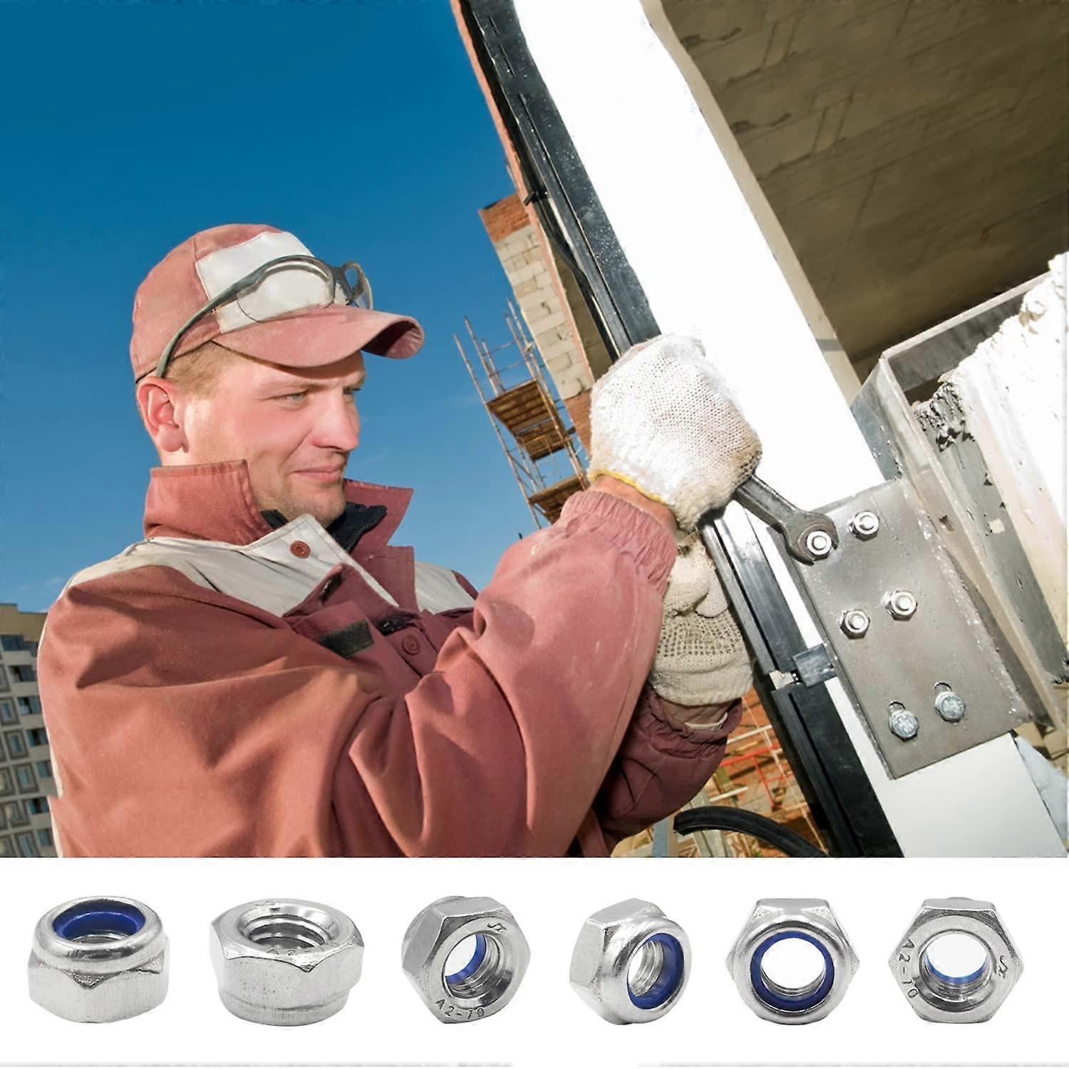 50 Pieces M8 Lock Nut Stainless Steel Hex Nut Lock Nuts Hex Nuts for ...