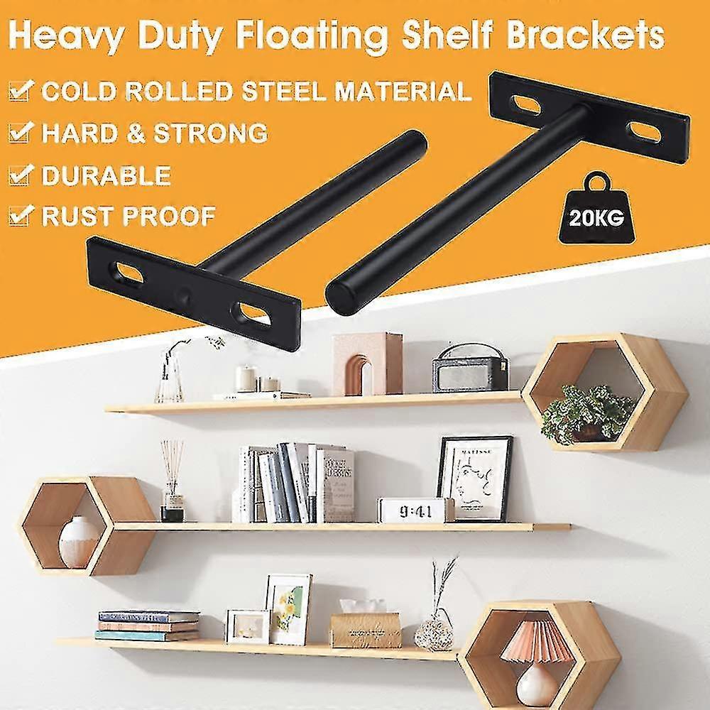 4pcs/6pcs Floating Shelf Bracket, Metal Invisible Shelf Bracket, Heavy ...
