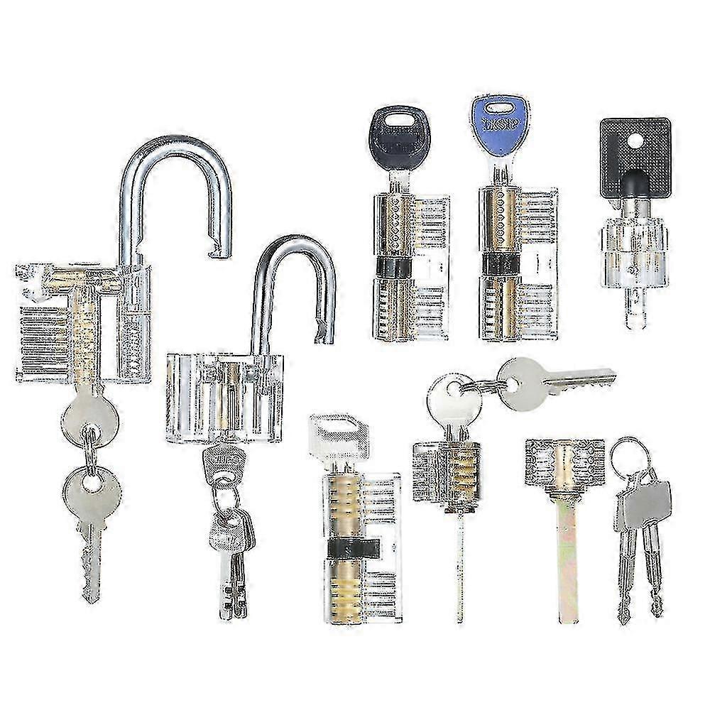 8 Pcs Visible Practice Lock Set Transparent Padlock Tubular Lock ...