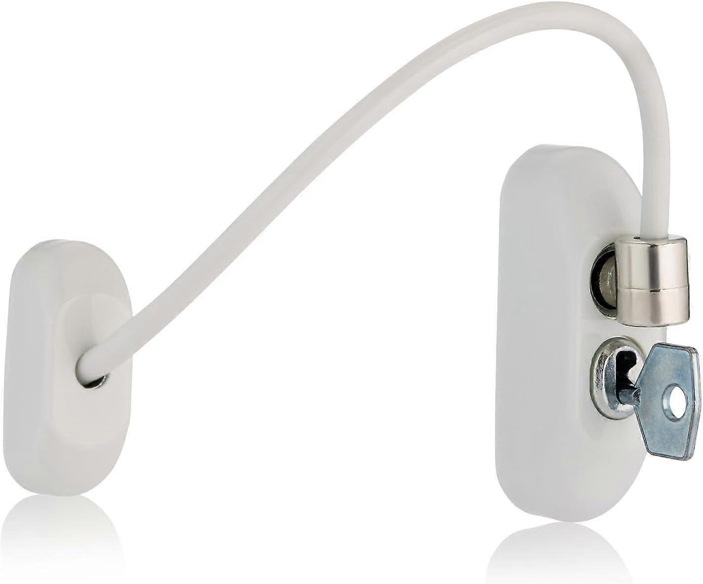 White Lockable Window Restrictor with Key, 20cm Cable Limits Window ...