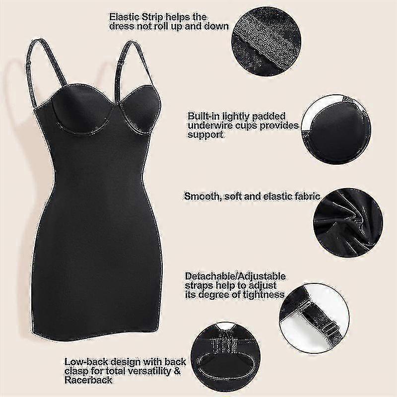 Body Shaper Lingerie with Full Slip Dress Seamless Back and Integrated ...