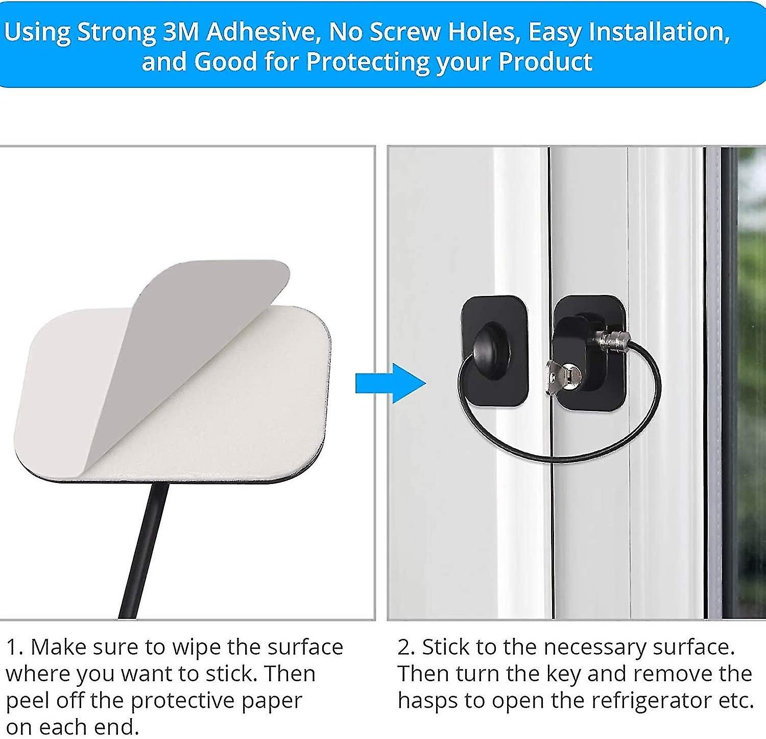 2 Fridge Locks For Kids, Door Lock Fridge Cabinet Window Lock With 4 ...