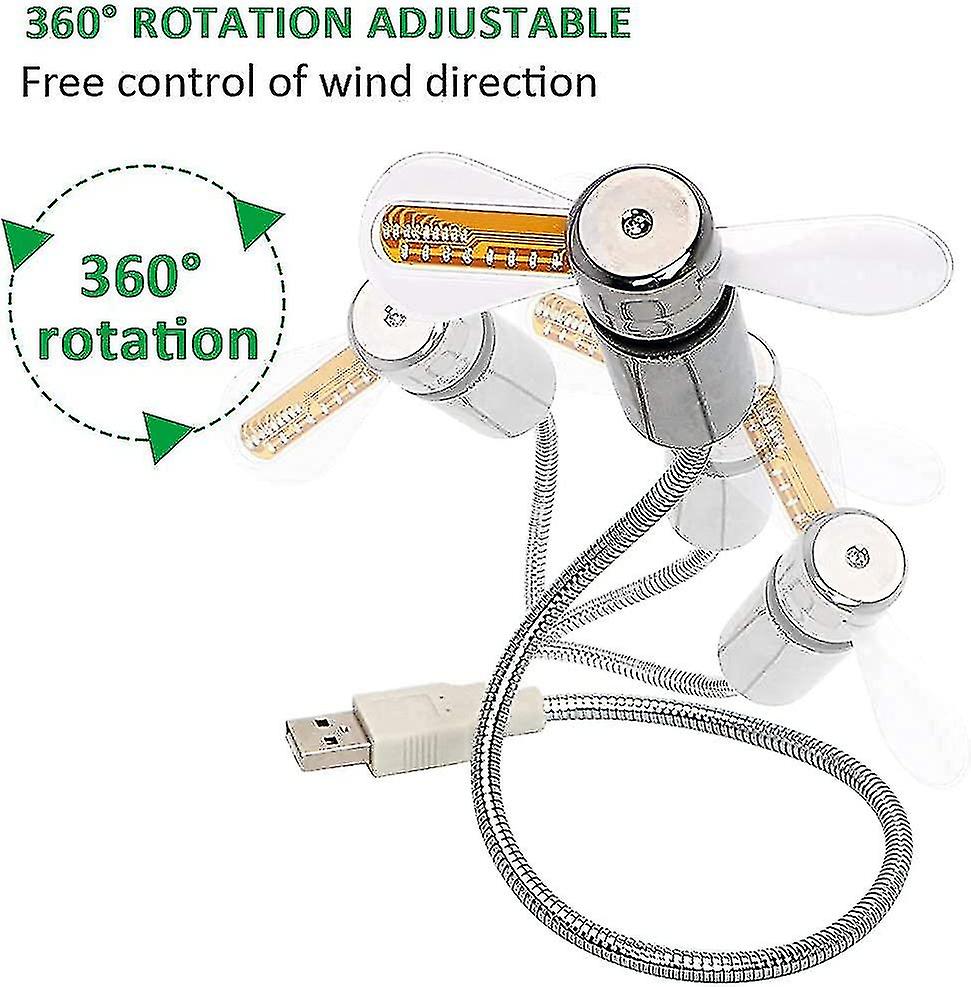 Usb Clock Fan, Huiheng Mini Led Fan Foldable Gooseneck For, Led Clock ...