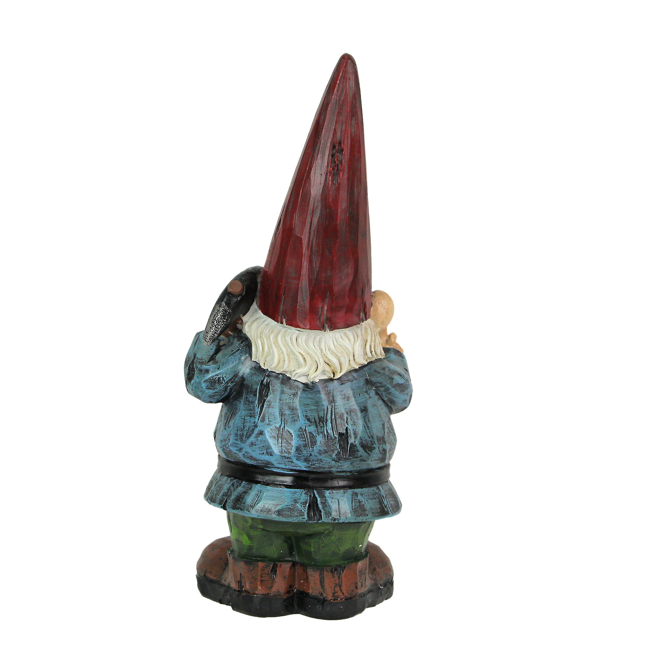 12 Inch Grumpy Gnome Holding Pick Axe Garden Statue - Rude Hand Gesture ...
