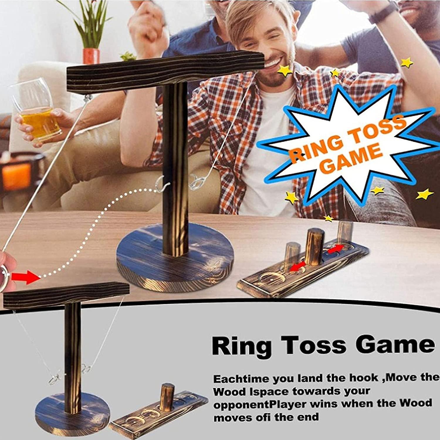 Includes Hooks Ring Toss with The Shot Ladder Game Board Brown Round ...