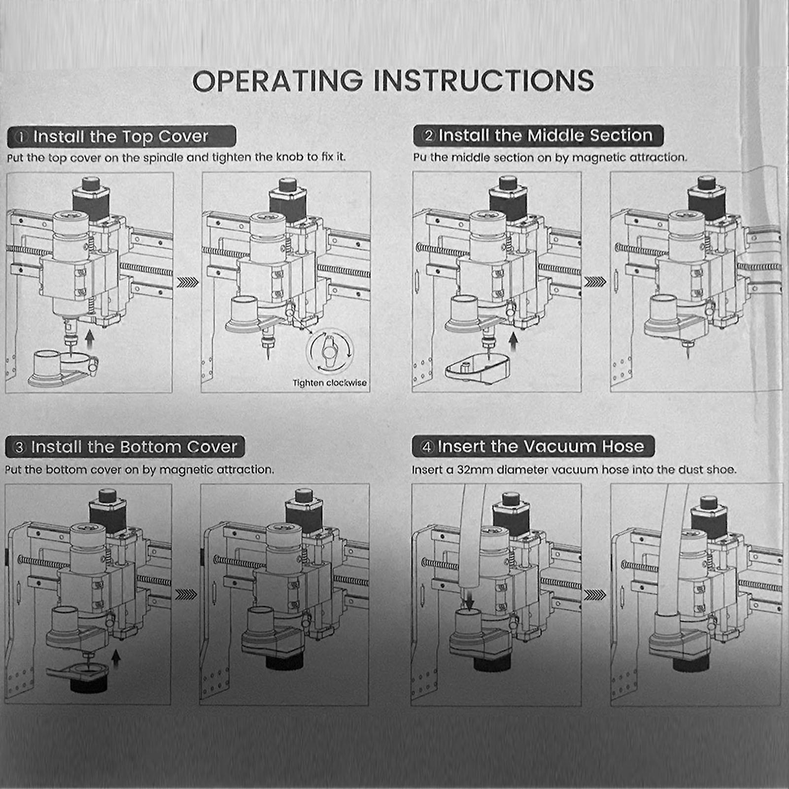 CNC Router Dust Shoe 52mm Diameter Clear CNC Dust Boot with 38mm Hose ...