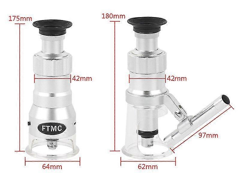 40X 60x 100x portable microscope scale measurement eyepiece led light ...