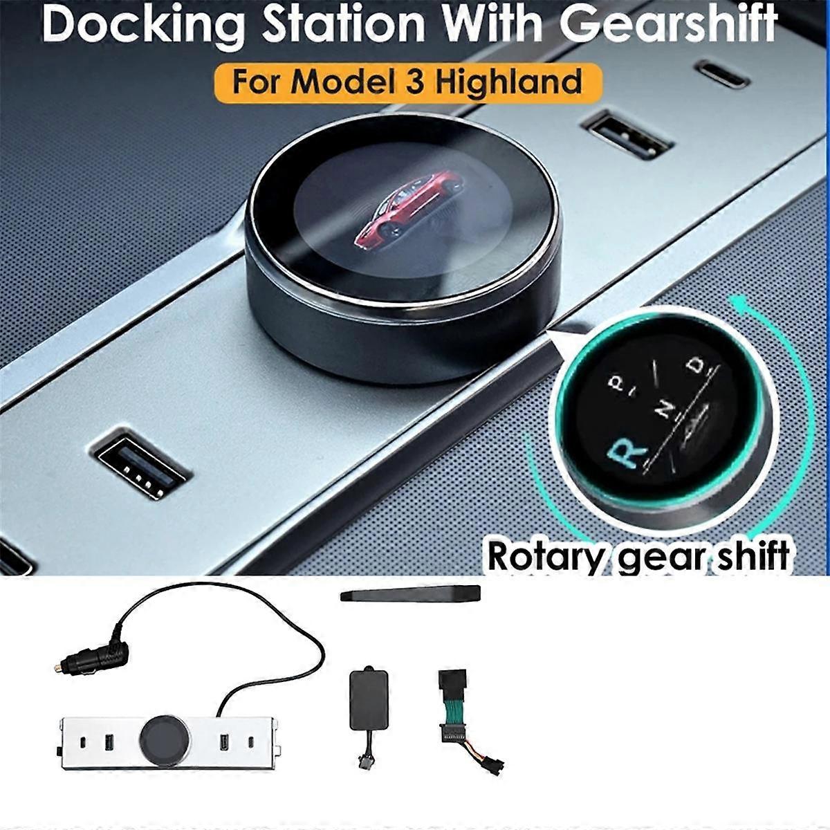 For Model 3 Car LCD Gear Shift Button Control Docking Station USB Type ...