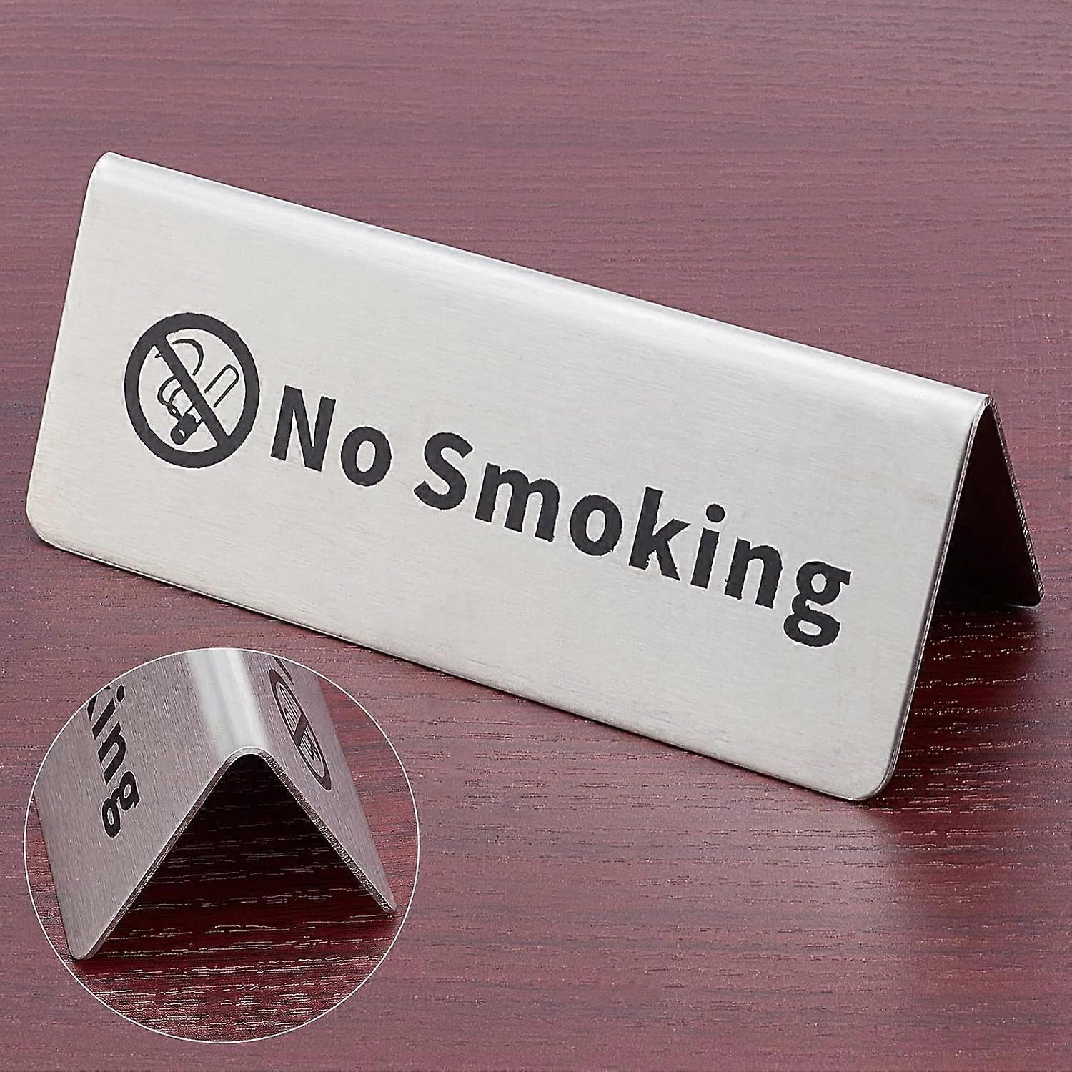 2 Pcs Stainless Steel No Smoking Table Sign Reservation Signage Board ...