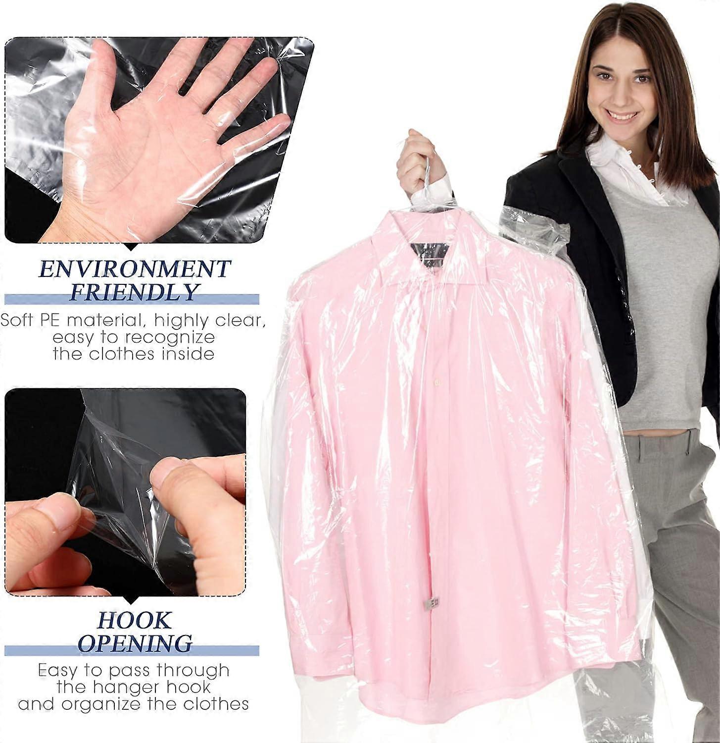 Garment Cover, 100 Pcs 60cm x 100cm Dry Cleaning Bags Garment Clothes ...