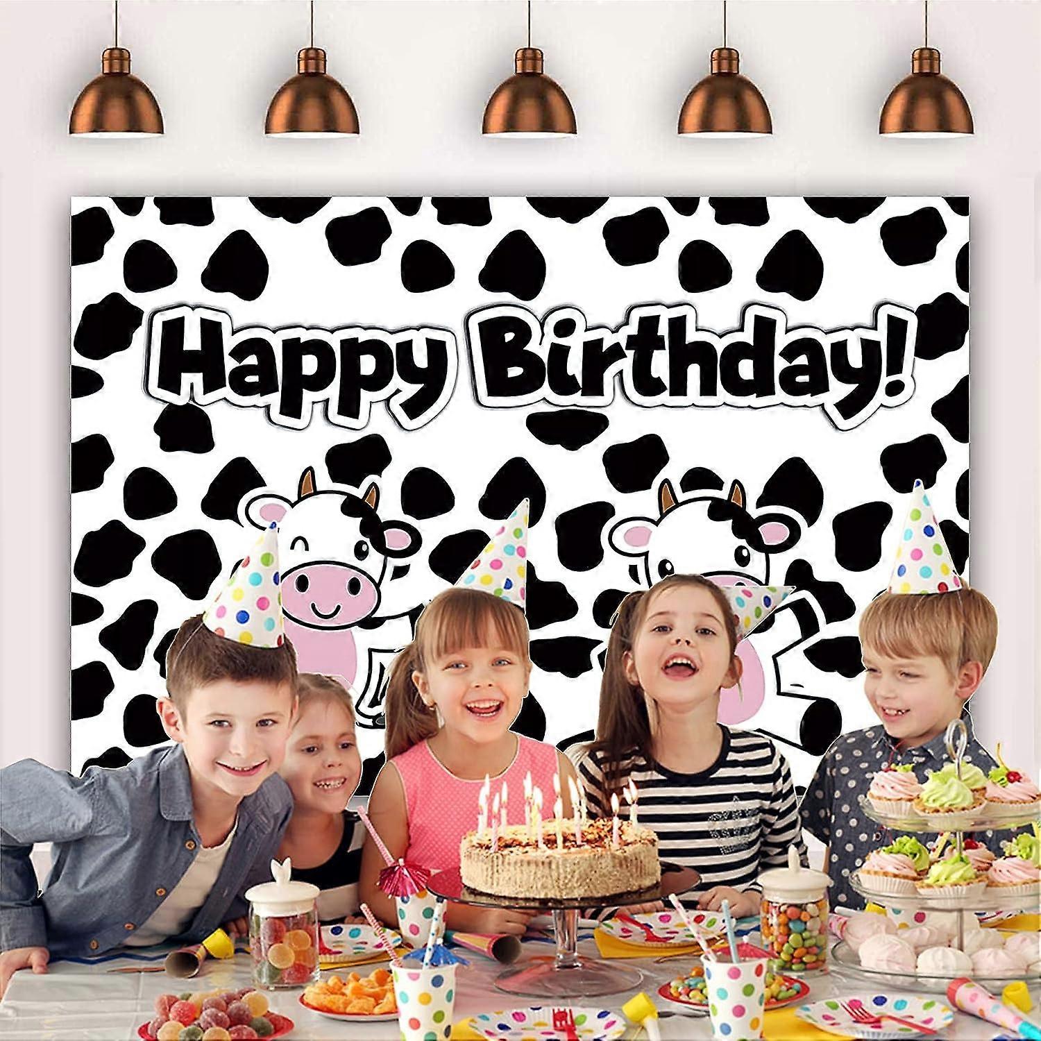 5x3Ft Happy Birthday Cartoon Cow Backdrop Banner Happy Birthday ...