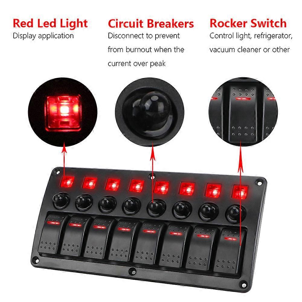 24V 12V Switch Panel 8 Buttons Car Lights Toggle Breaker Fuse Case ...