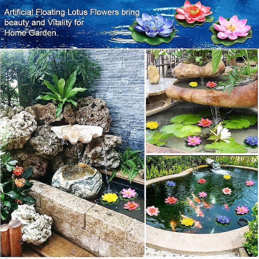 5pcs Pond Floating Flowers, Faux Foam Lotus Fake Floating Pond Plants ...