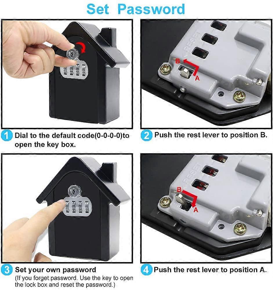 Key Safe Wall Mounted Key Box with Digital Code & Emergency Keys, Large ...