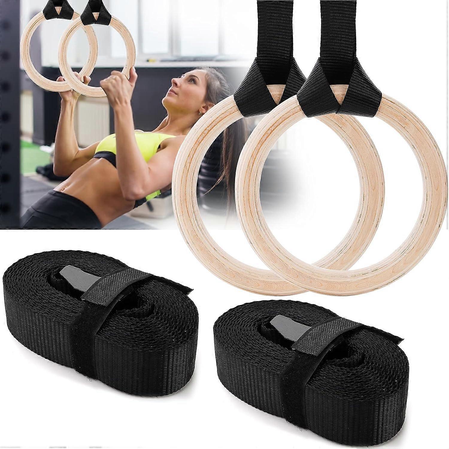 Wooden gymnastic rings with adjustable digital shoulder straps for ...