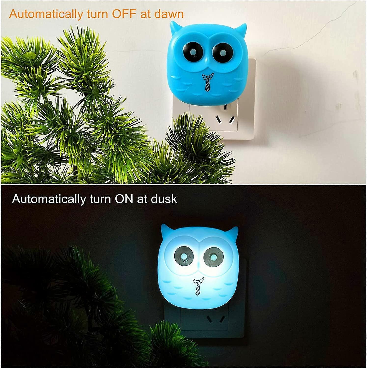2pcs Cute Owl LED Plug in Night Light for Kids, Blue Nightlight Plug ...