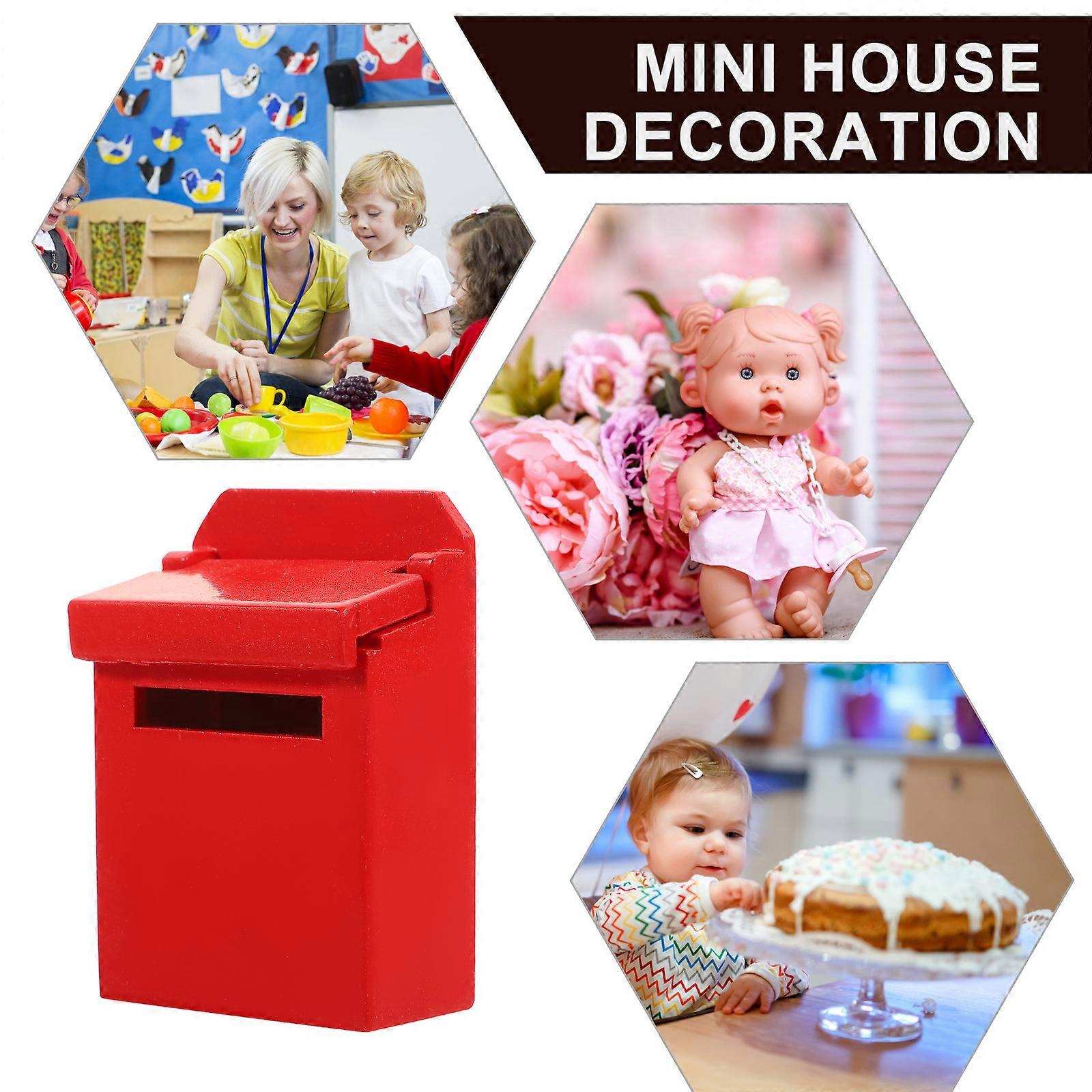 Mini Mailbox Model Miniature Mailbox Figurine Tiny Wooden Mailbox Mini ...