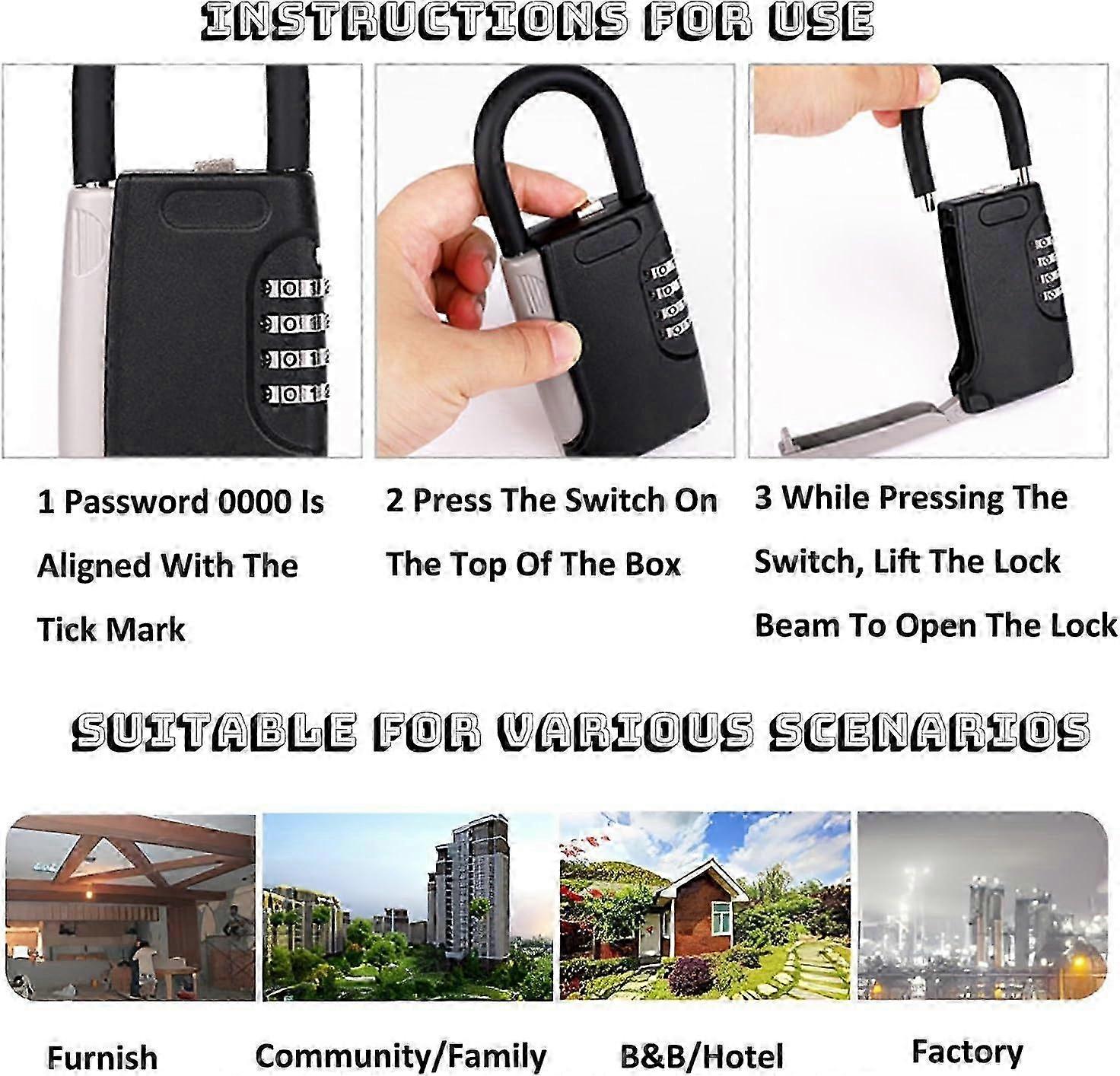 Key Lock Box With Code, Waterproof Key Box, Portable Push Button Key ...