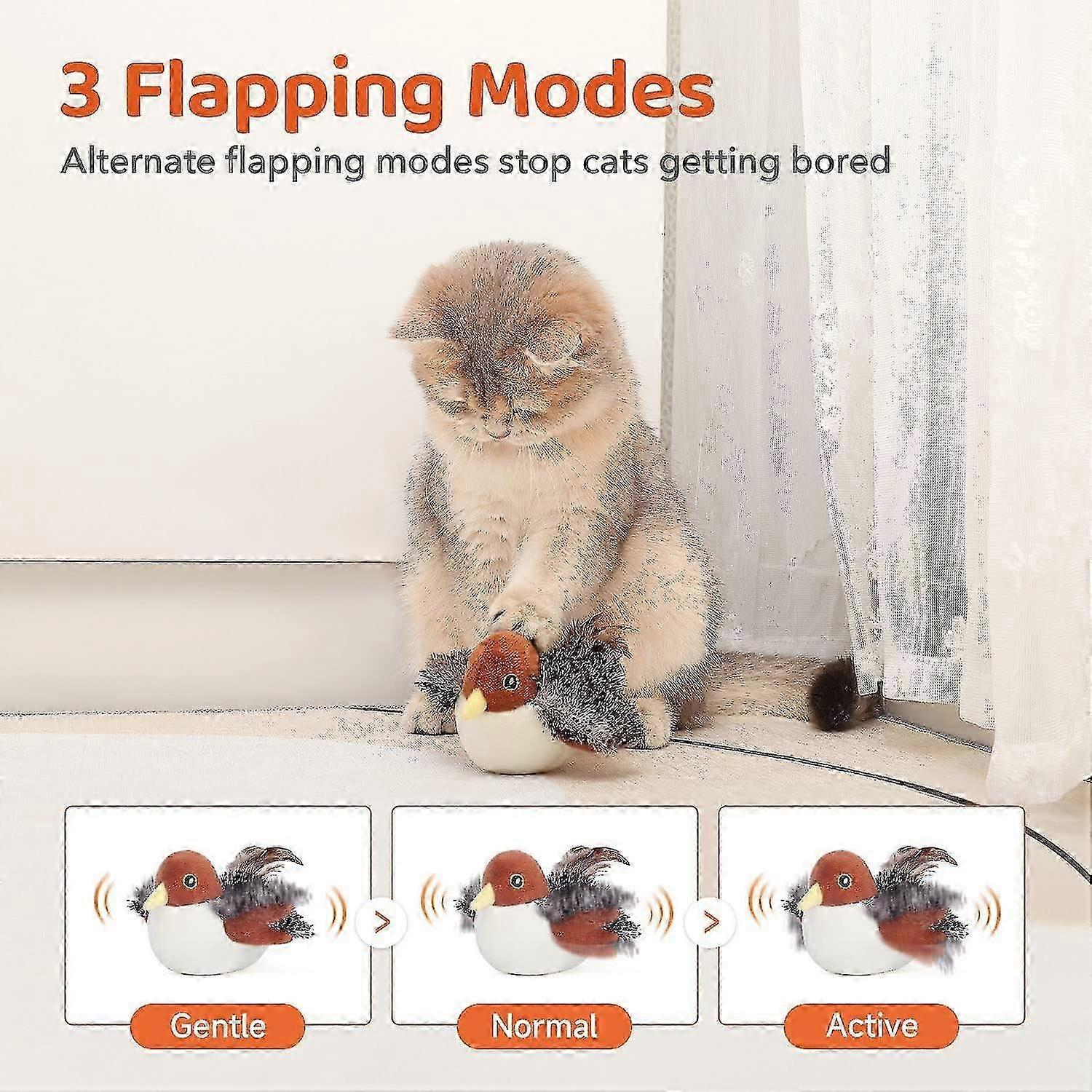 Potaroma Cat Toys Rechargeable Flapping Bird Sparrow, Lifelike Chirp ...