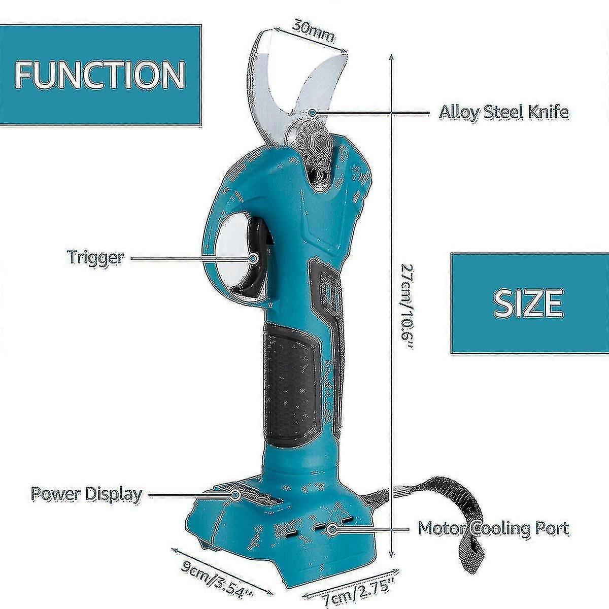 40mm Electric Cordless Pruning Shears Scissor Cutter Pruner For Makita ...