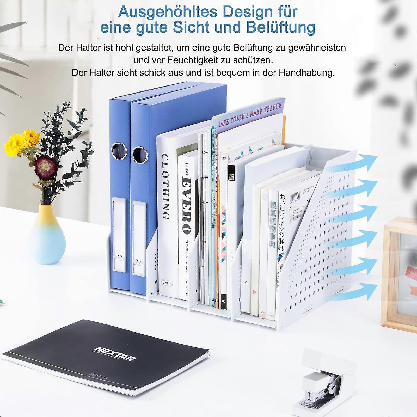 A4 Foldable Magazine Holder with 4 Compartments, Desk Organizer for ...