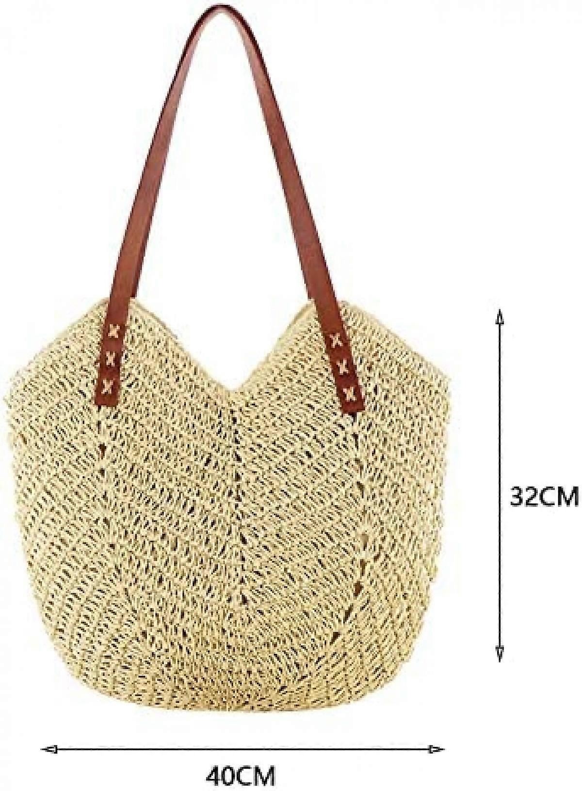 Straw Shoulder Bag For Women, Large Straw Bags Weave Handmade Handle ...