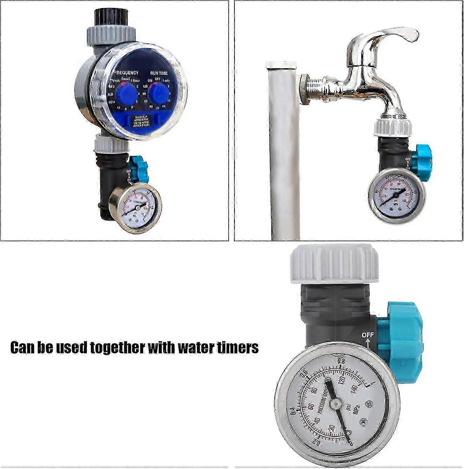 Adjustable Water Pressure Regulator G3/4in with Pressure Gauge ...