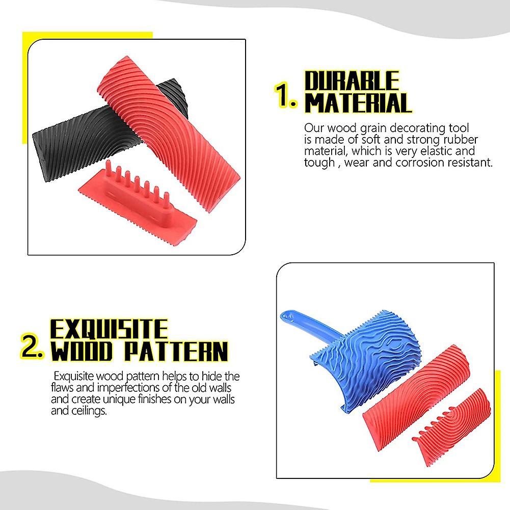 8 Pcs Wood Graining Painting Tool Set, Rubber Empaistic Grain Pattern ...