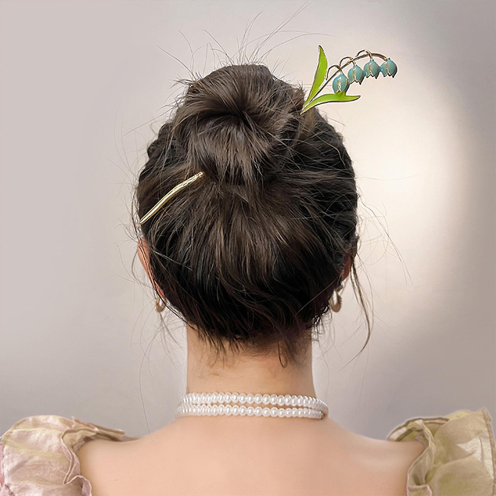 Lady Ancient Chinese Hair Chopsticks Lily Of The Valley Prong Updo Hair ...