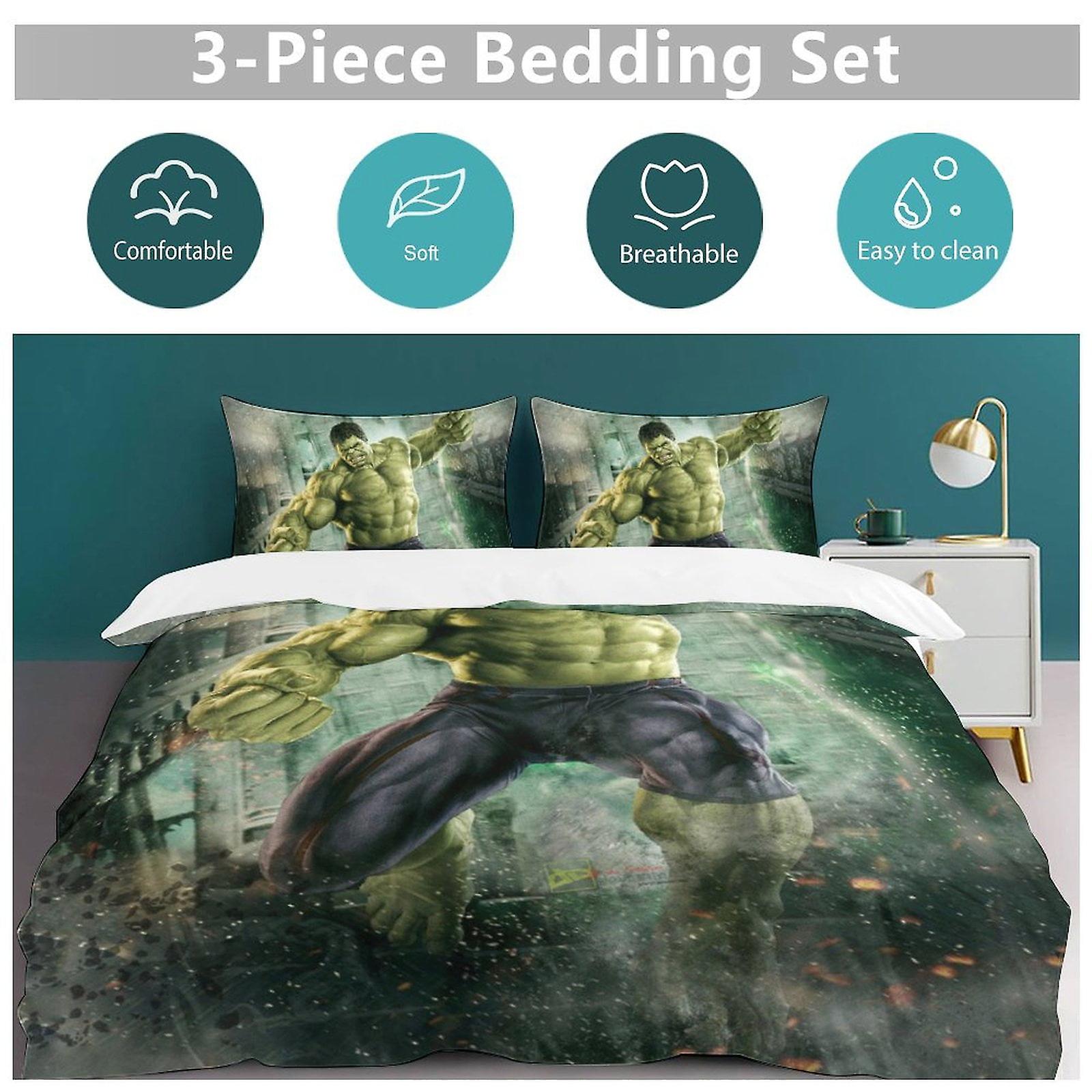 Green Hulk Bedding Sets Cute Bed Cover Anime Cartoon 3D Printed ...