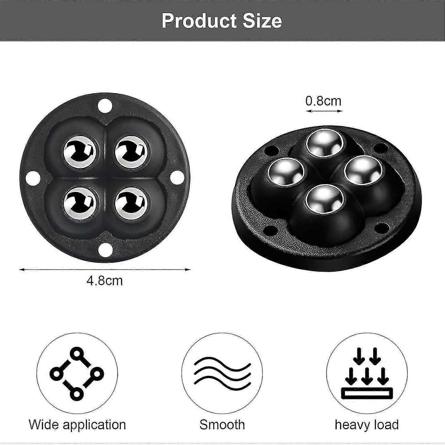 8 Pack Ball Rollers - 4 Rollers - Small Universal Self-Adhesive Wheels ...