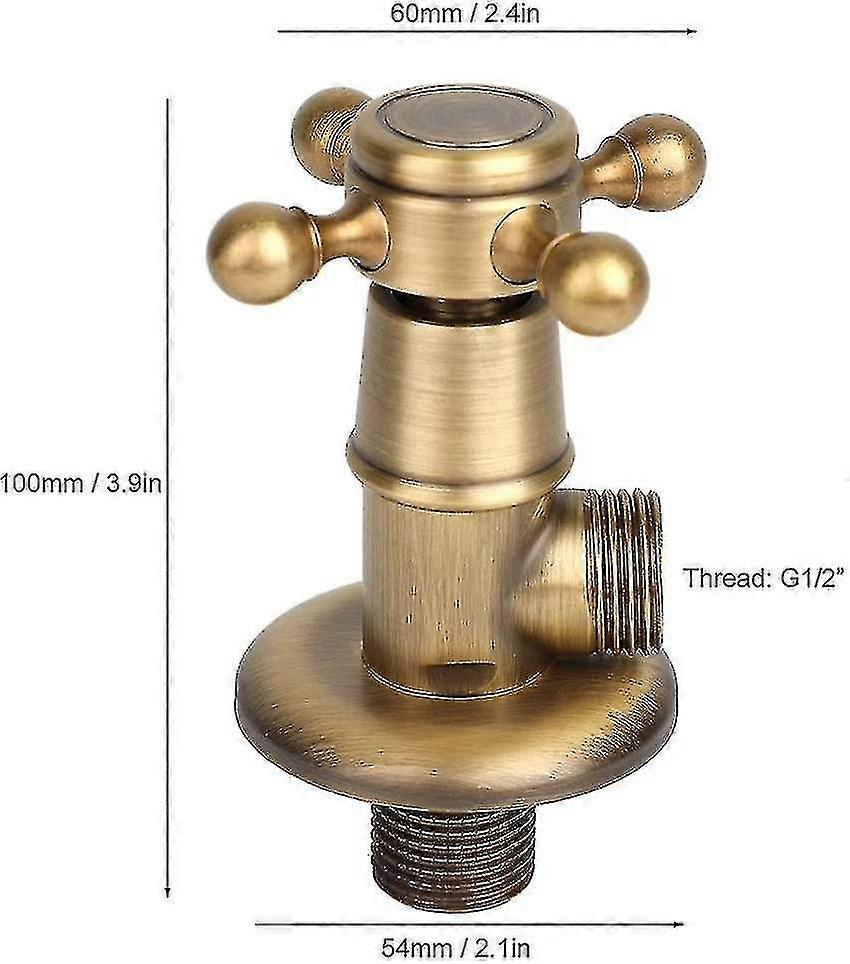 Brass Triangular Valve, G1/2 Bathroom Copper Angle Valve Universal Hot ...