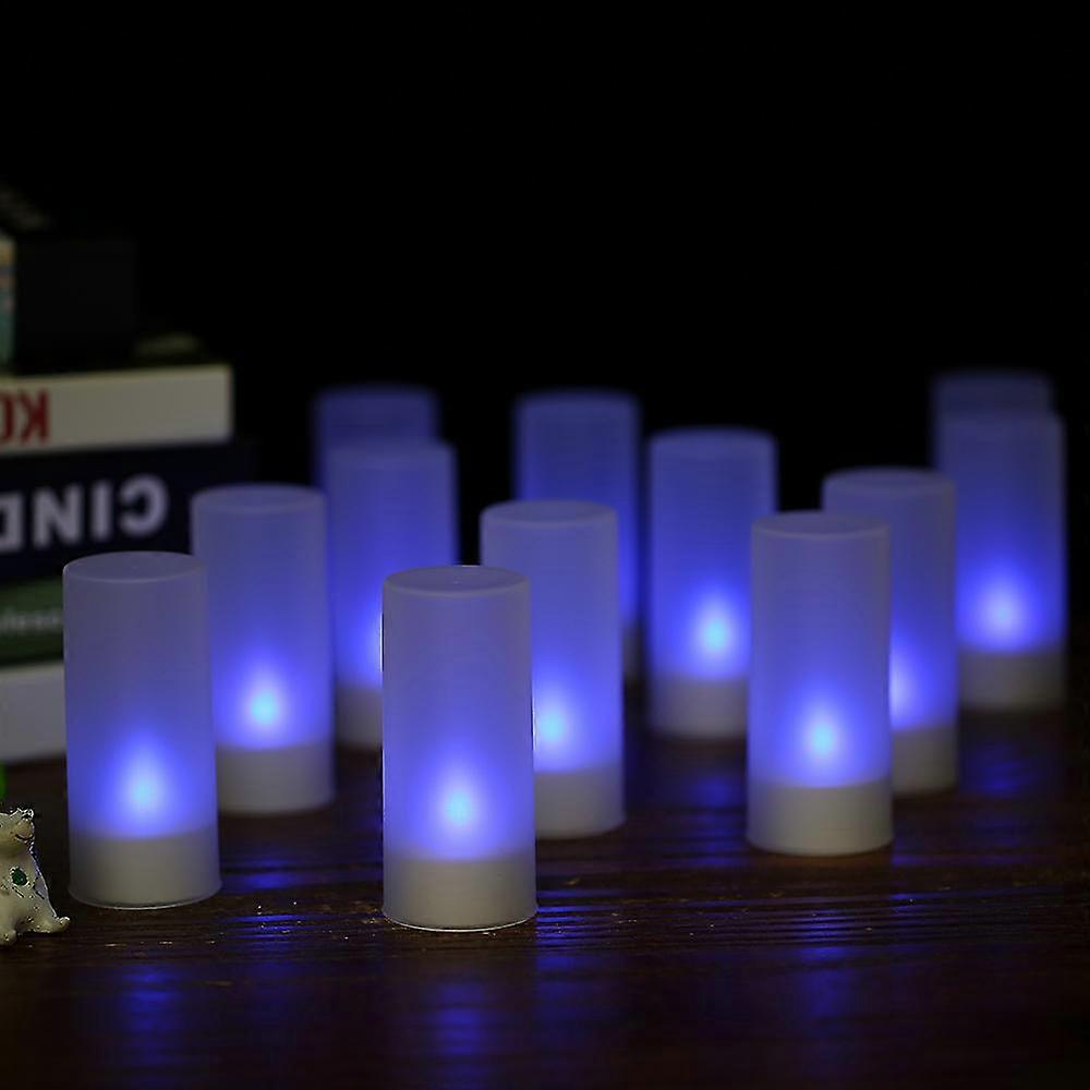 Set of 12 Rechargeable LED Color Changing Flickering Flameless Tealight ...