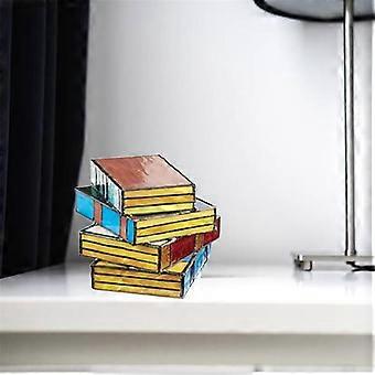 Stained Glass Stacked Books Lamp, Stacked Books Glass Lamp, LED Book ...