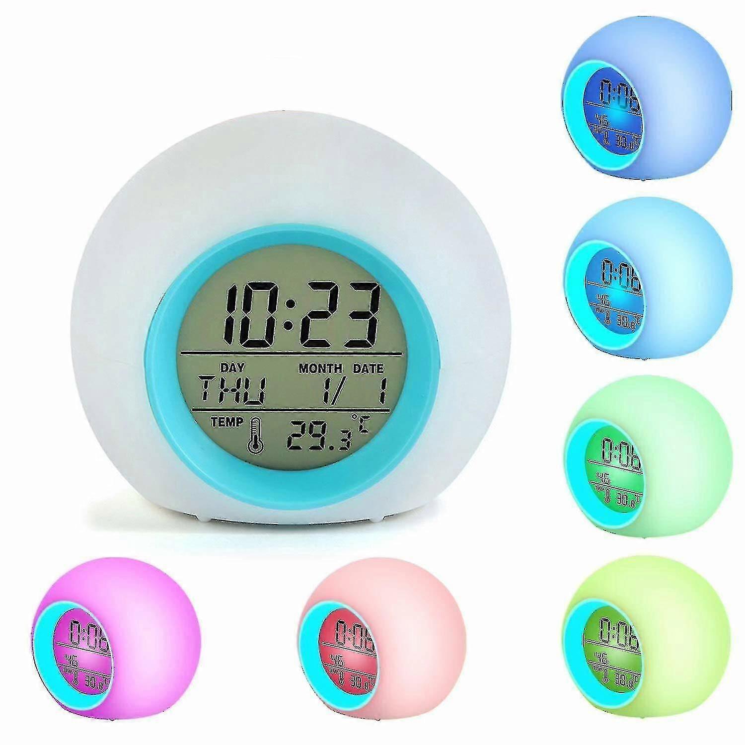 Kids Led Alarm Clock, Wake Up Digital Clock With 7 Colors Changing ...
