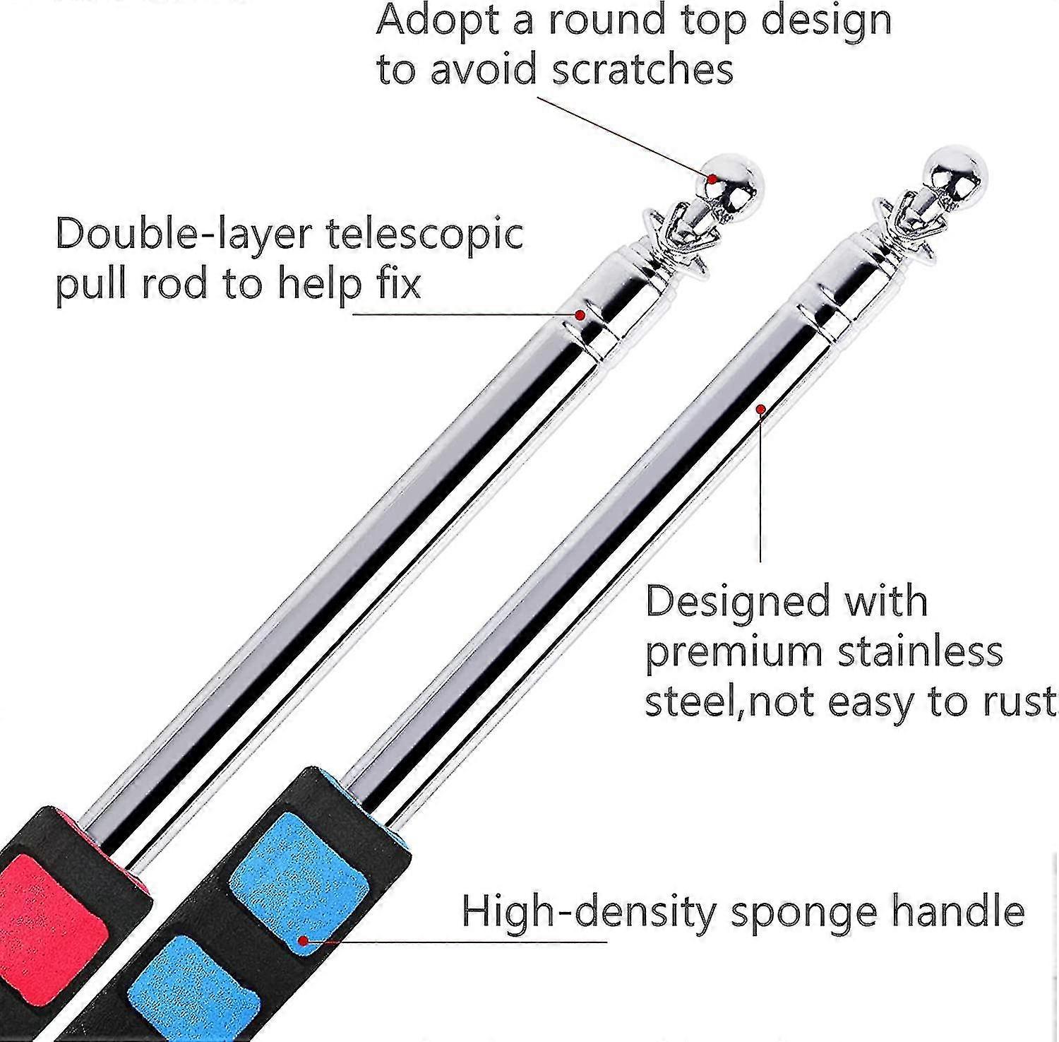Telescopic Flagpole Stainless Steel Handheld Flag Pole Extendable ...