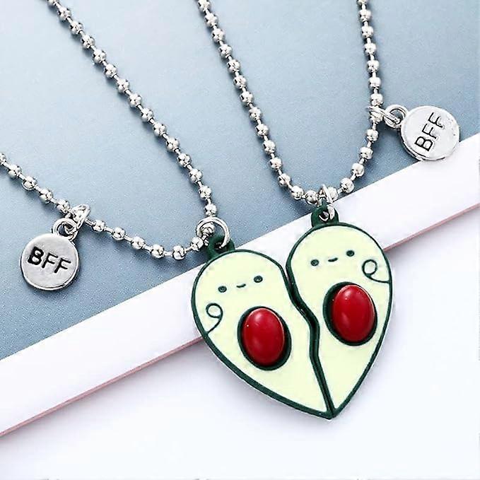 Pack of 2 Women's Silver Friendship Necklace, Avocado Bff Chains for 2 ...