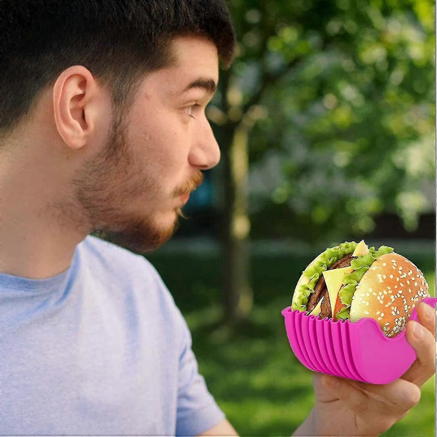 4pcs Adjustable Silicone Hamburger Holders, Fixed Hamburger Boxes ...