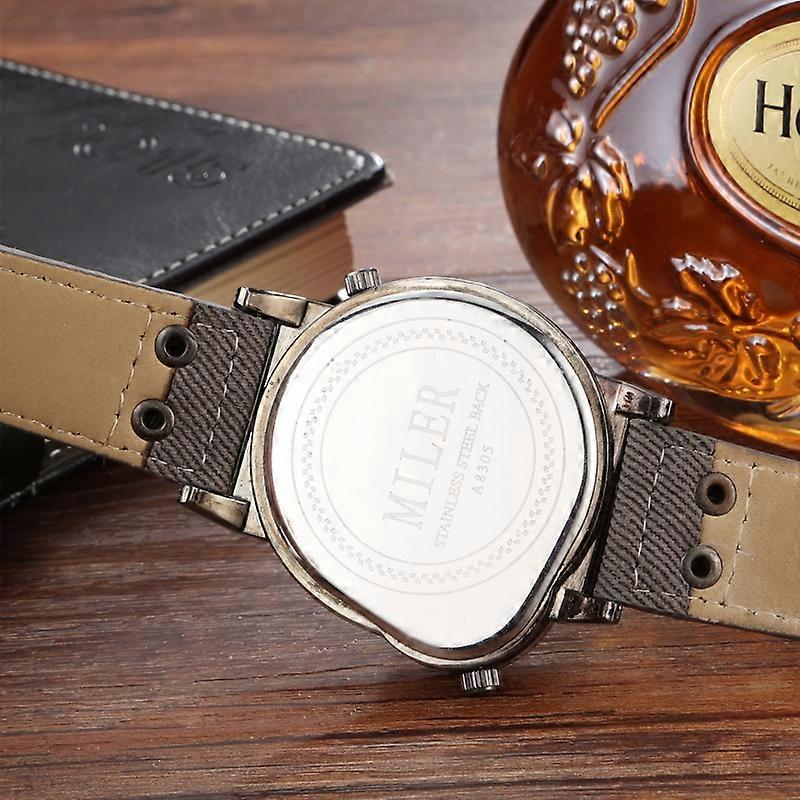 MILER Large Dial Dual Movement Canvas Band Men Watch Black | Fruugo UK