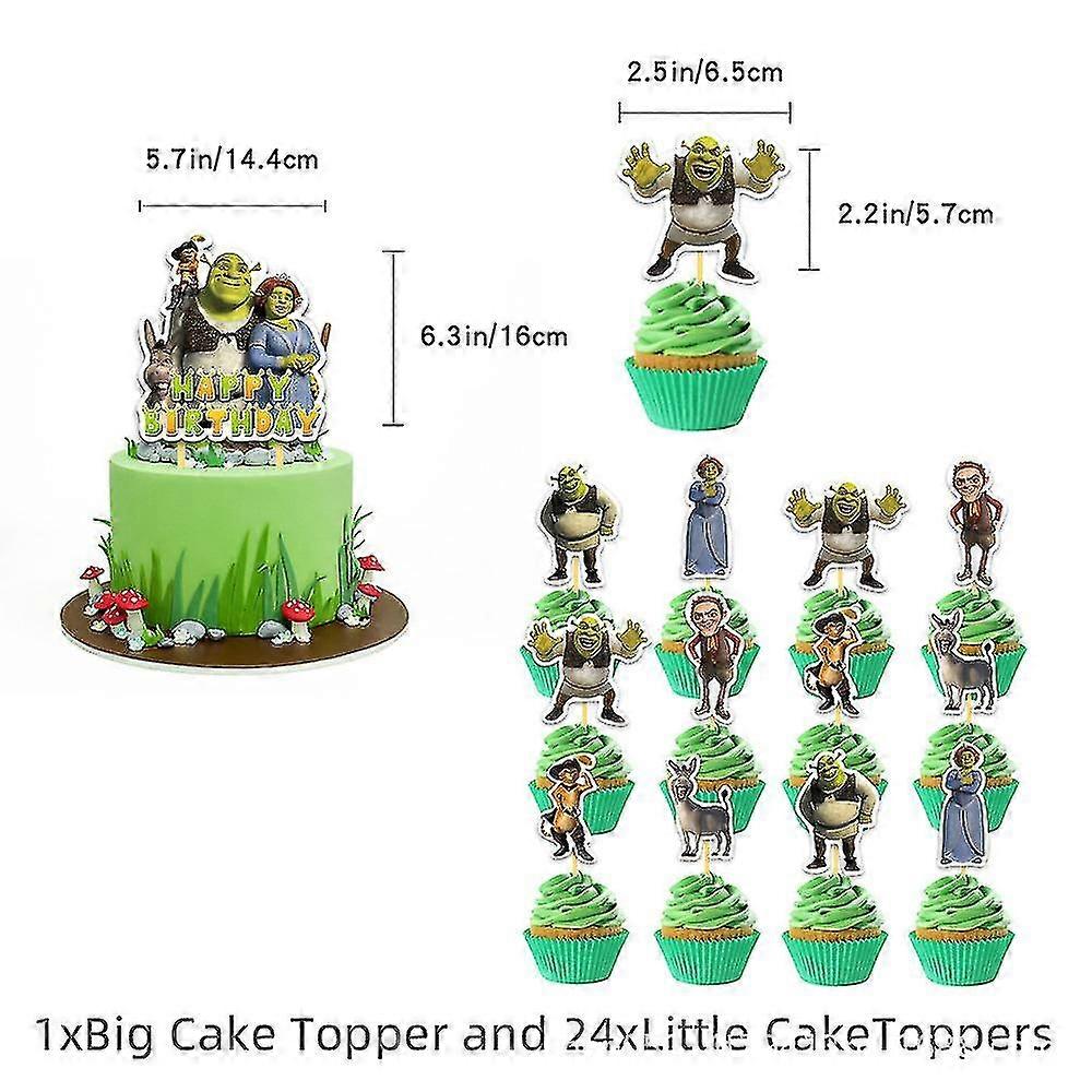 Shrek Themed Kids Adult Birthday Decor Balloons Banner Cupcake Cake ...