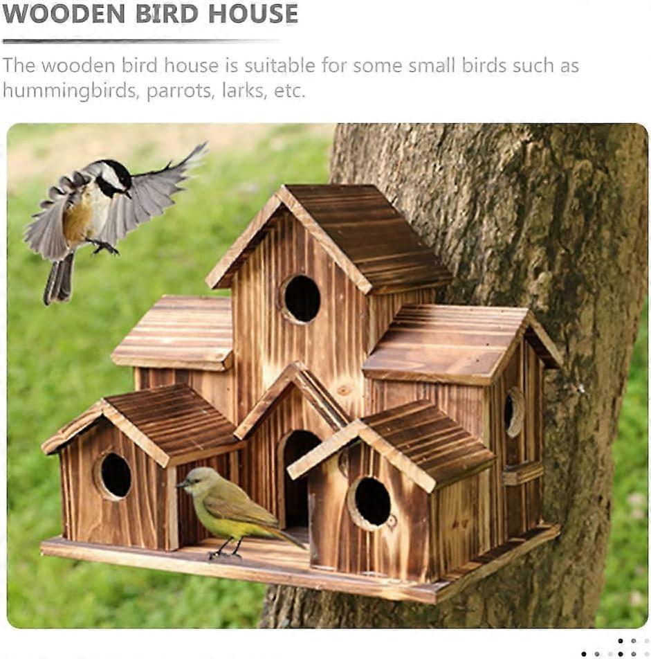 Wooden Bird House, Hanging Birdhouse for Outside Garden, Patio Bird ...