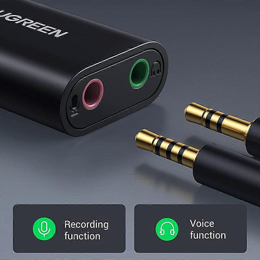 UGREEN 30724 USB Audio Adapter with 3.5mm Headphone Mic Jack for PC/PS5 ...