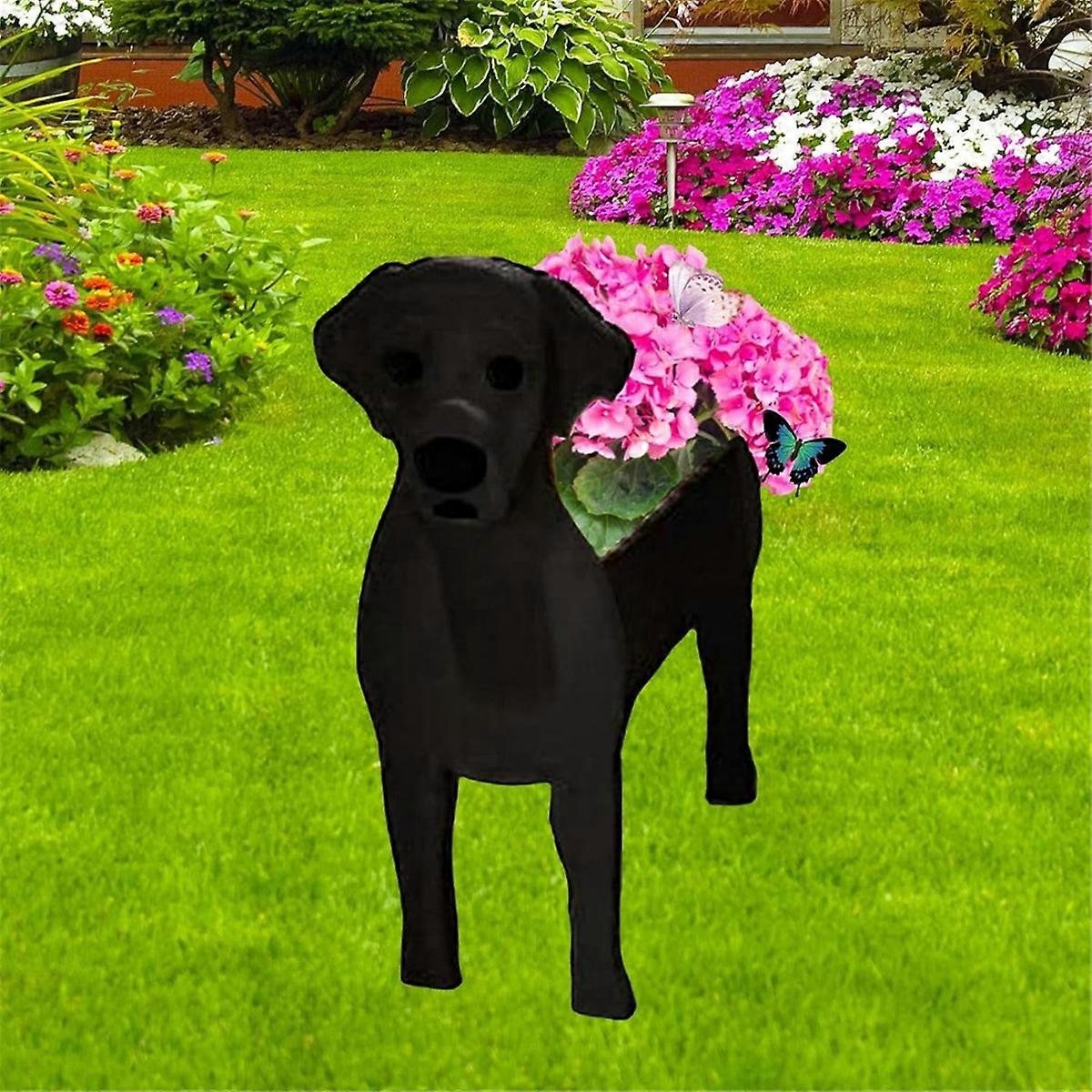 Labrador Dog Flower Pot, Cute Garden Dog Flower Pot Black | Fruugo UK